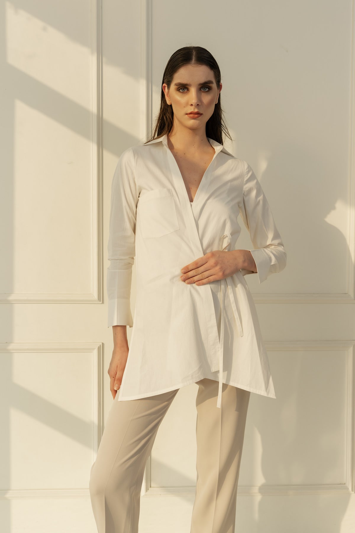 FIA- wrap on poplin shirt– Madames.in